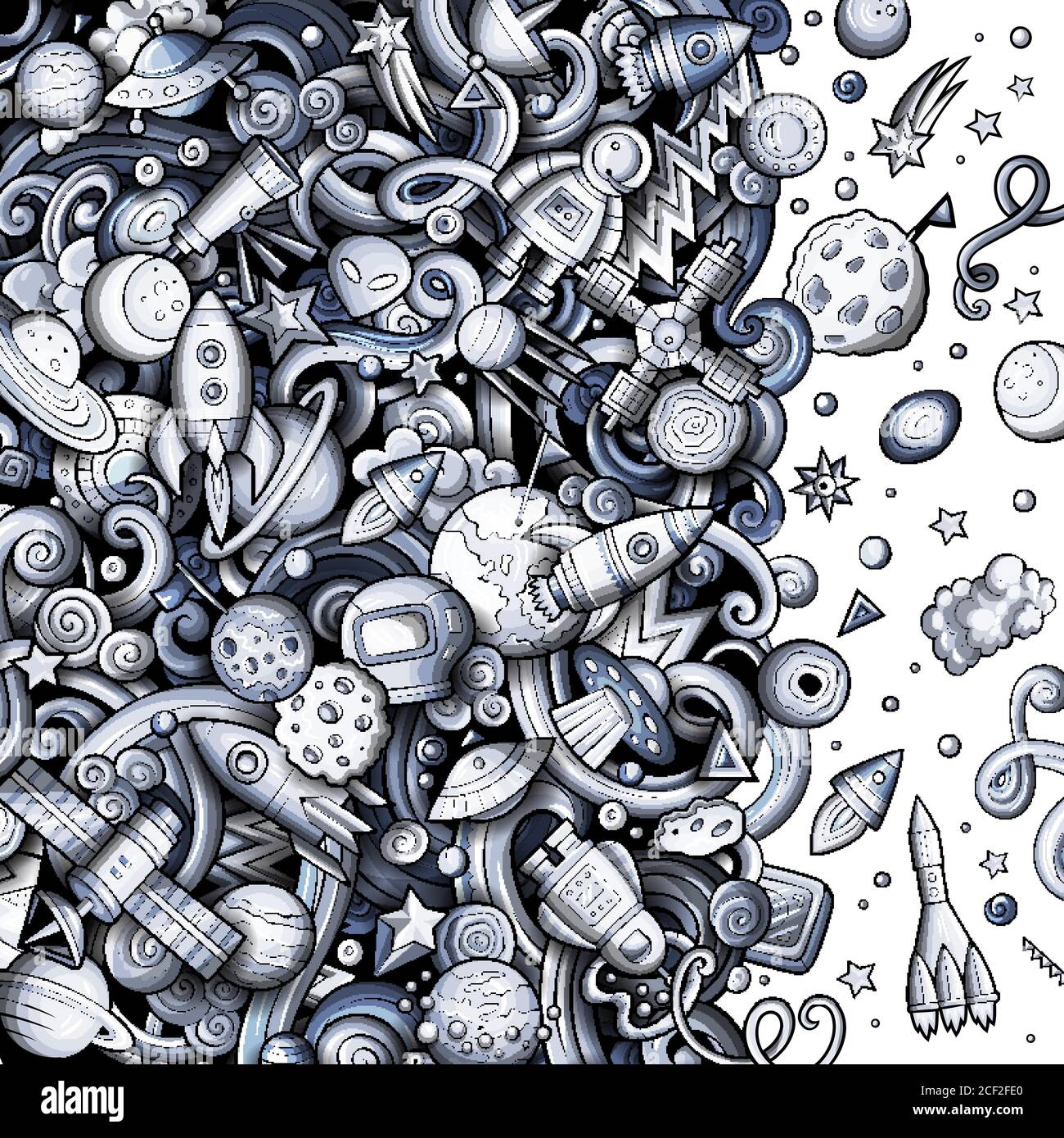 Carte cadre espace pour dessin animé à motif griffés Image Vectorielle ...