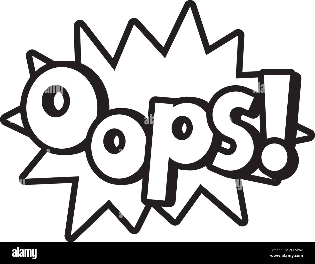pop art éléments, rafale avec mot opps sur fond blanc, style de ligne ...