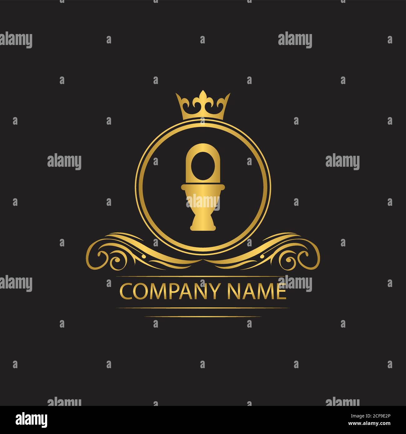 modèle de logo de cuvette de toilette de luxe royal vector Image ...