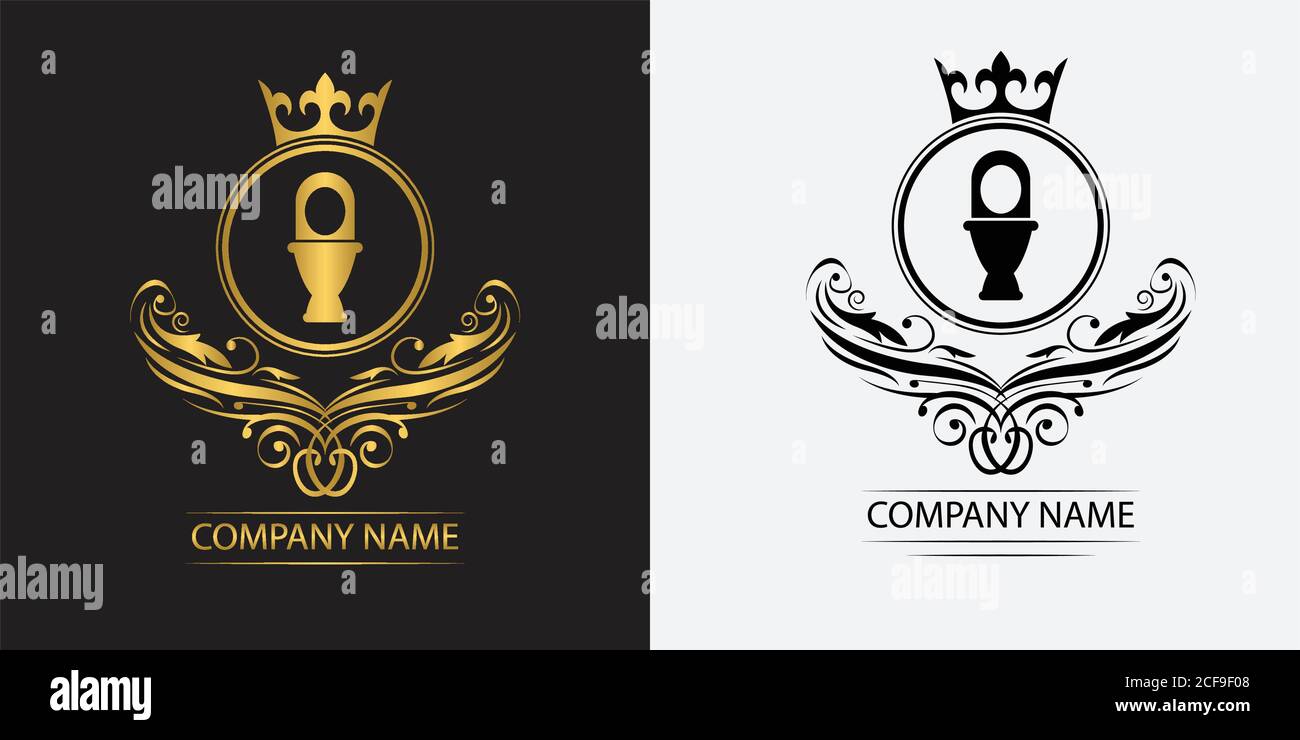 modèle de logo de cuvette de toilette, décor royal de luxe Image ...