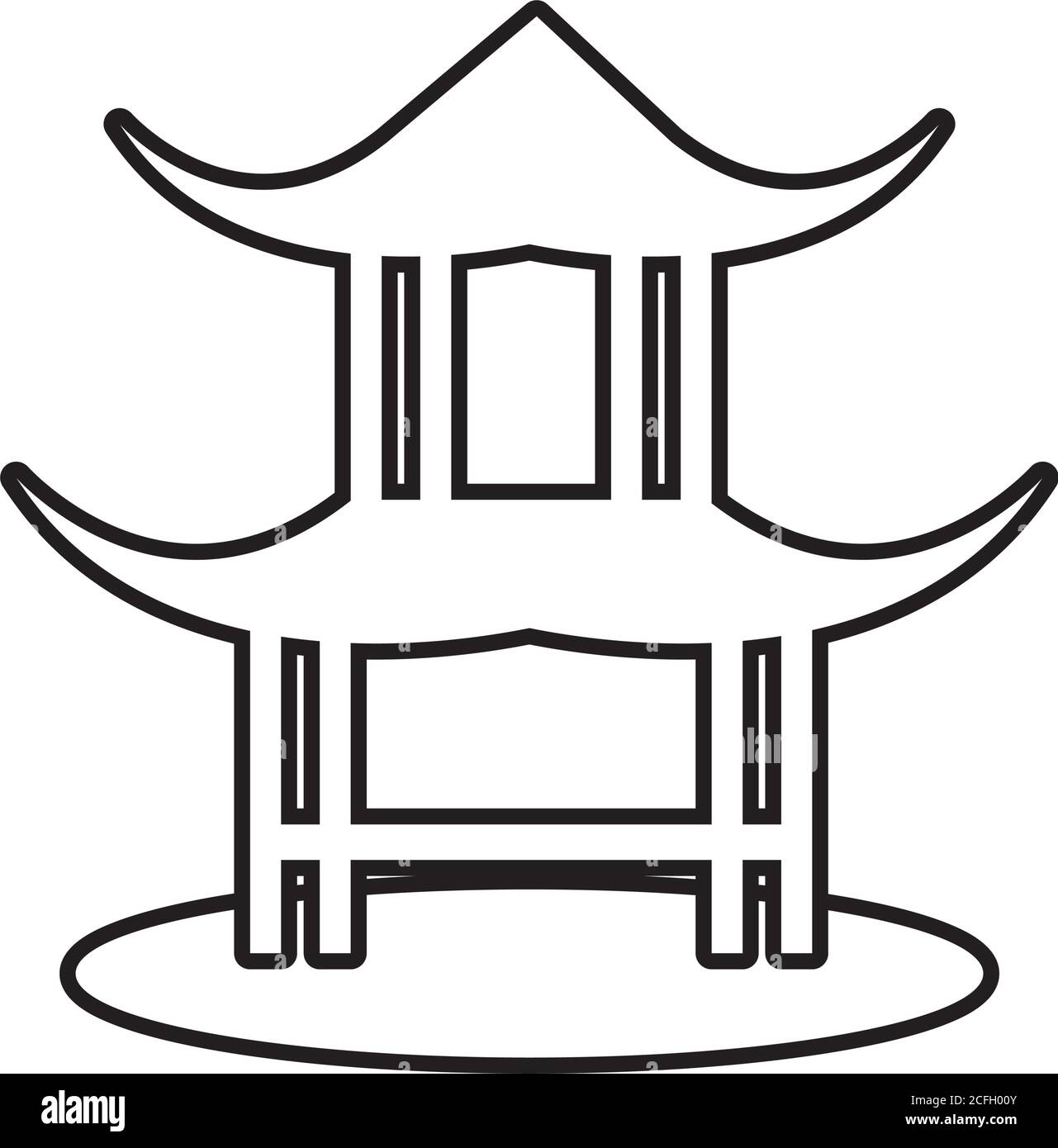 dessin d'illustration vectorielle de style de ligne de portail chinois ...