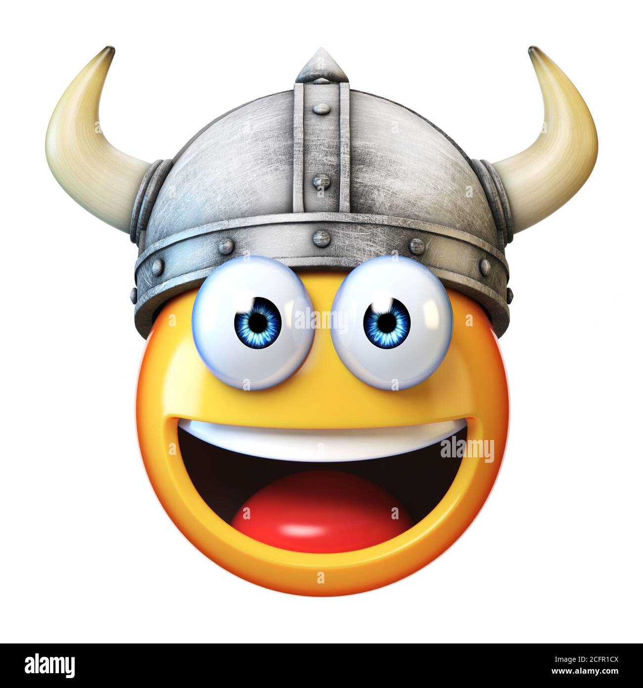 Viking emoji isolé sur fond blanc, émoticône portant un casque Viking ...