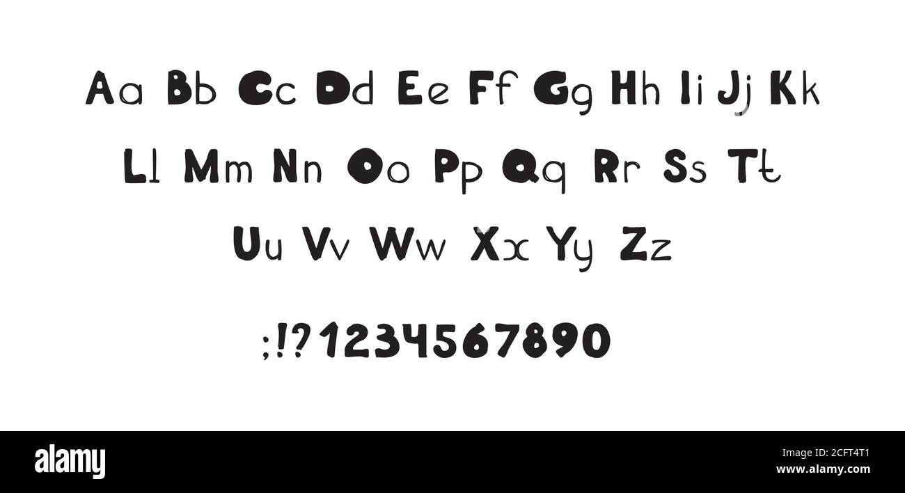 Police de caractères décoratifs dessinés à la main lettres ABC, lettres ...