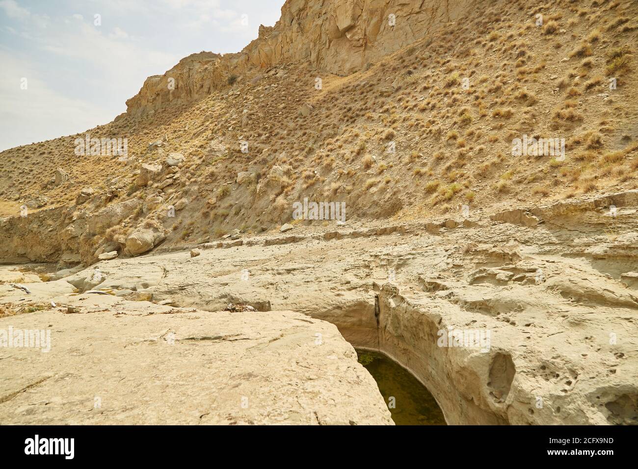 la surface aride et les brises de roche pour l'embouchure d'une rivière ...