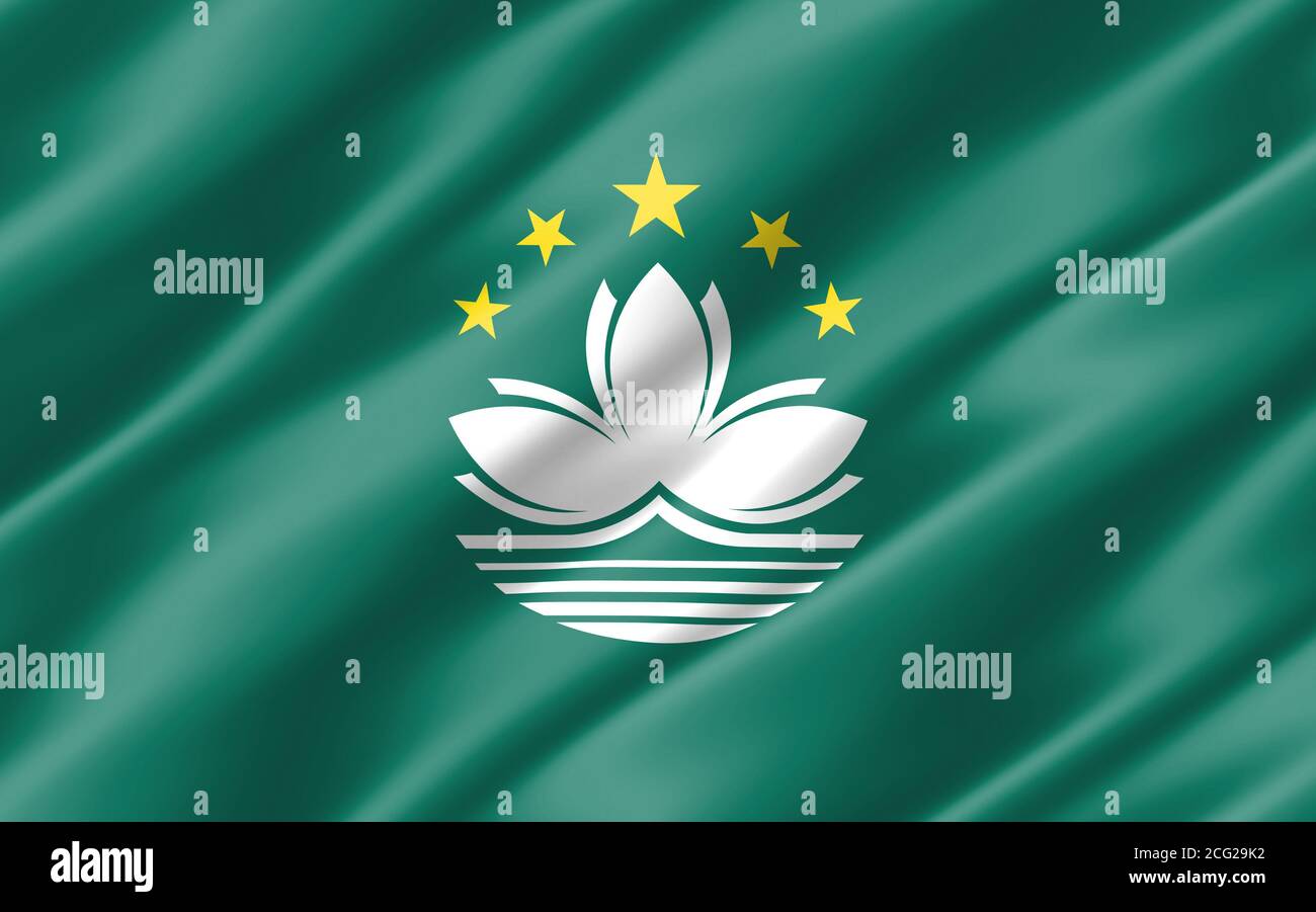 Motif drapeau ondulé en soie de Macao. Illustration d'un drapeau ...