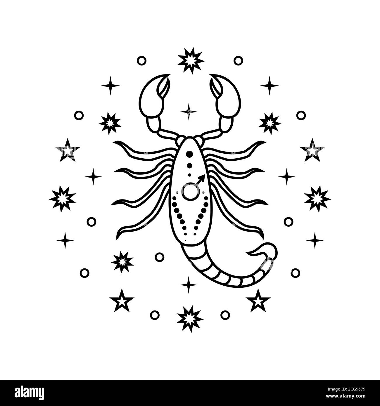 Symbole du scorpion Banque d'images noir et blanc - Alamy