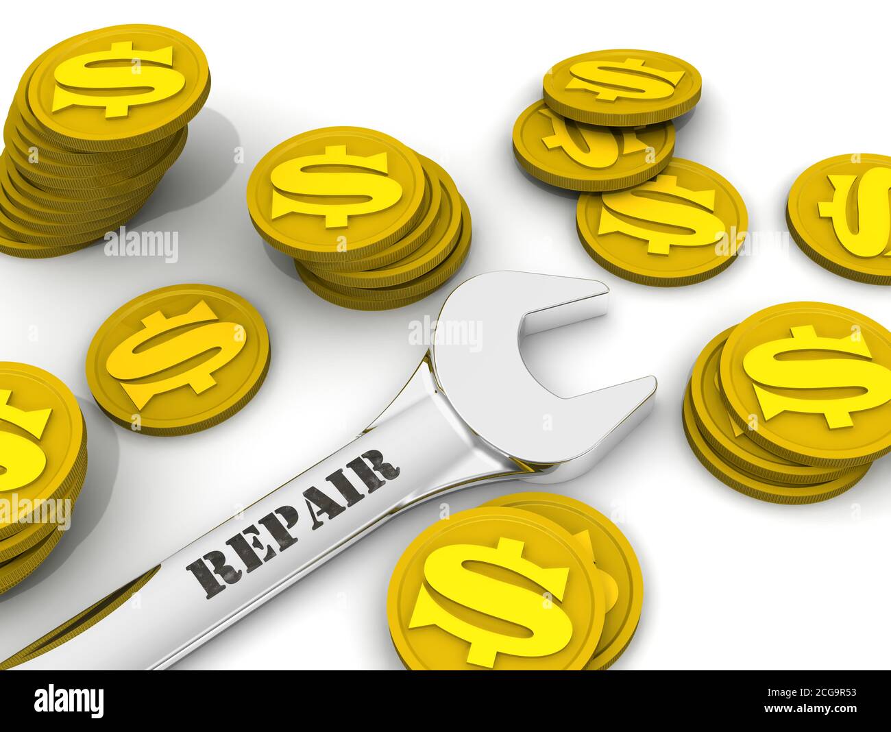 Paiement de la réparation. Une clé avec le mot REPARATION est entourée ...