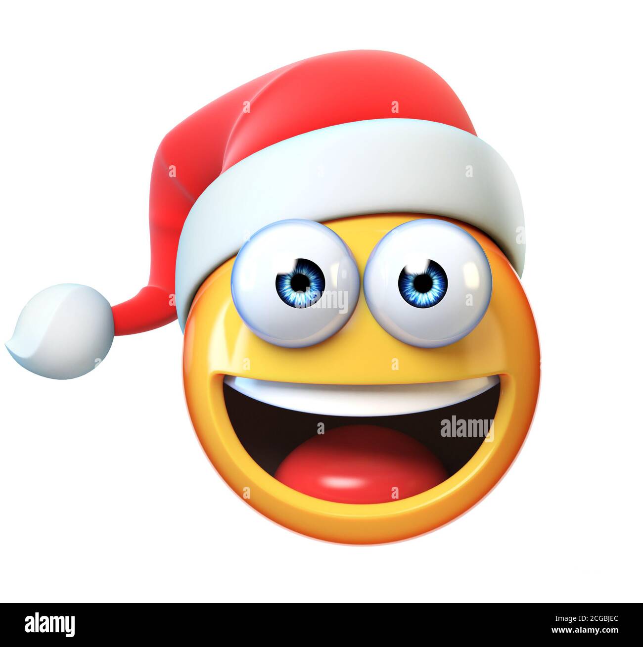 Emoji de Noël isolé sur fond blanc, émoticône avec le rendu 3d chapeau ...