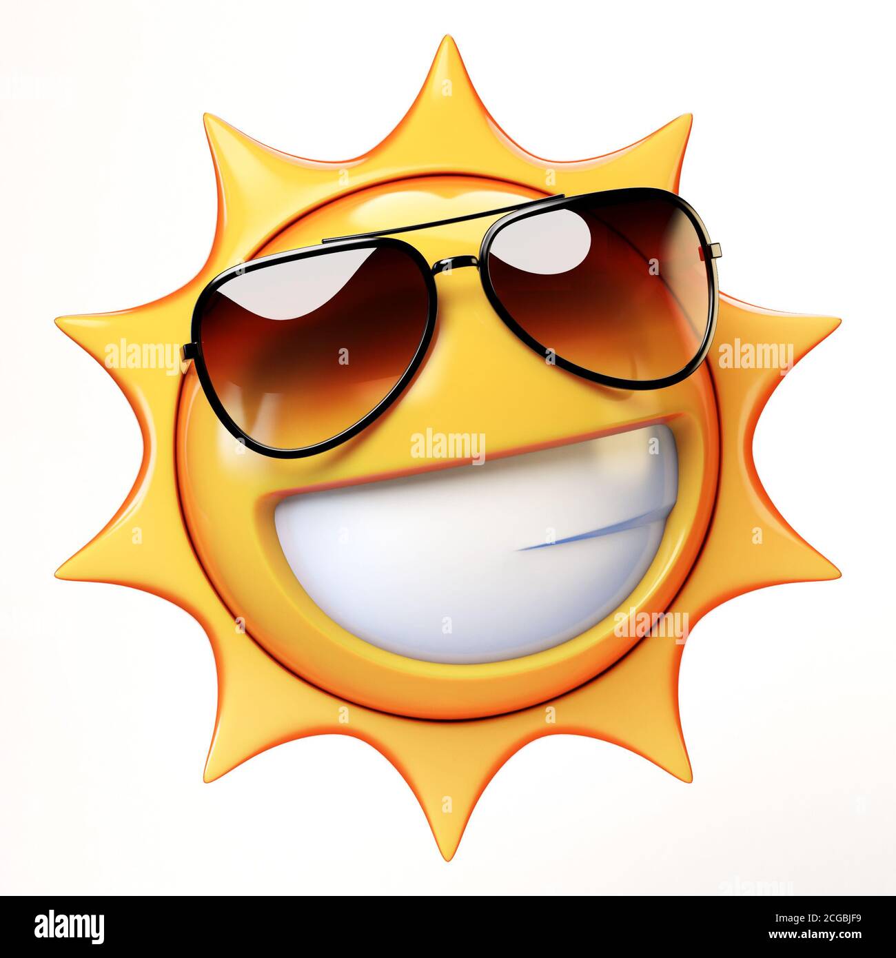 Soleil de dessin animé avec lunettes de soleil emoji isolé sur fond ...