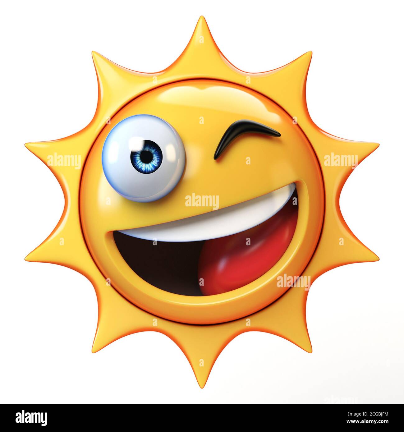 Cartoon soleil emoji isolé sur fond blanc, Sunshine emoticon rendu 3d ...