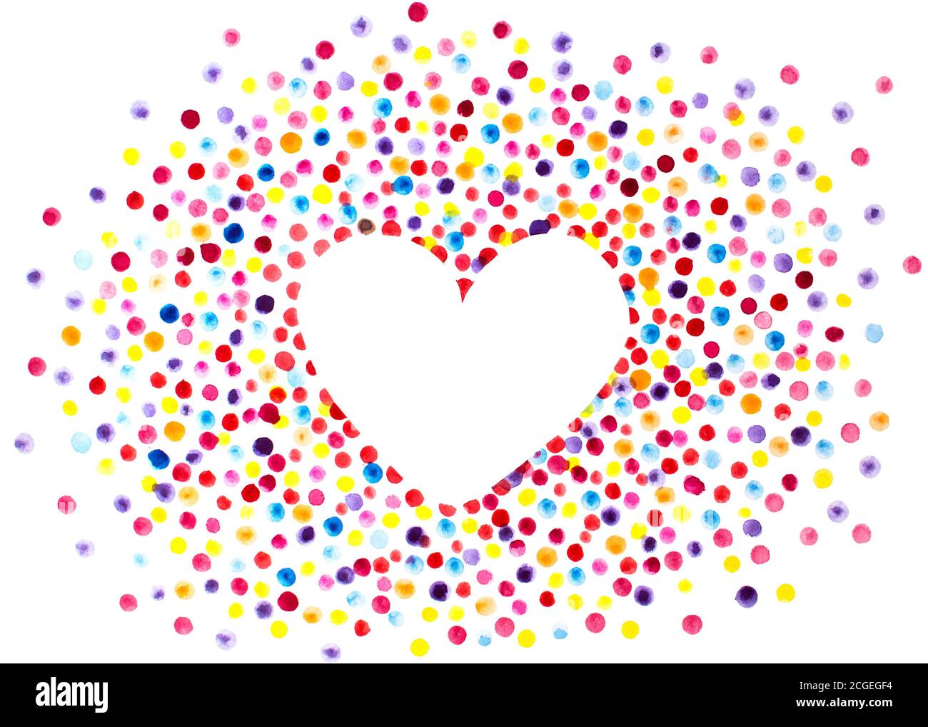 Cadre peint coeur de Valentin texture. Un point isolé d'un cercle de ...