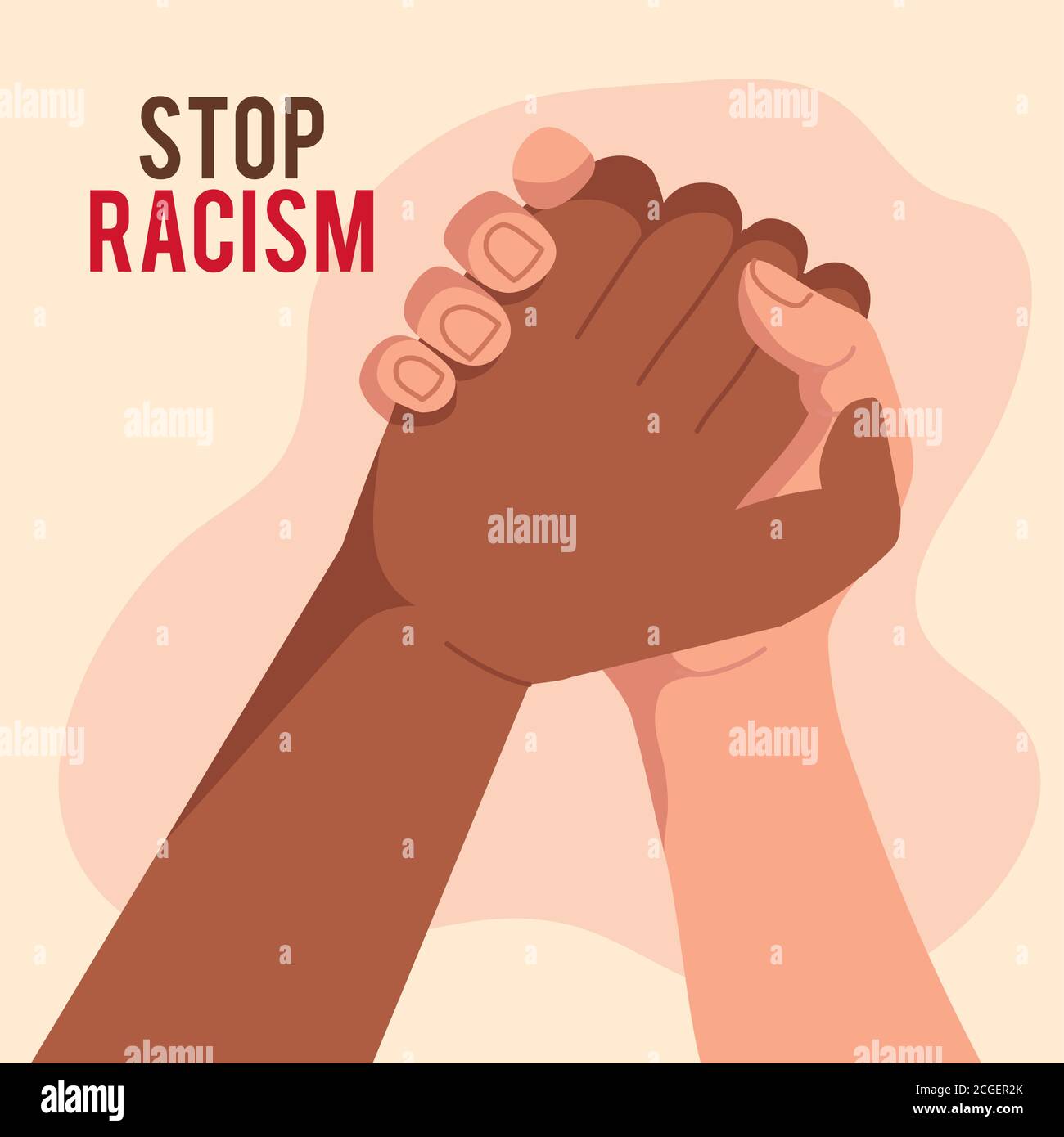 mettre fin au racisme, et deux mains jointes, la vie noire est un ...