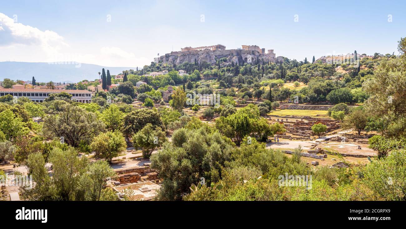 Ancienne agora à Athènes, Grèce. Vue panoramique sur les ruines ...
