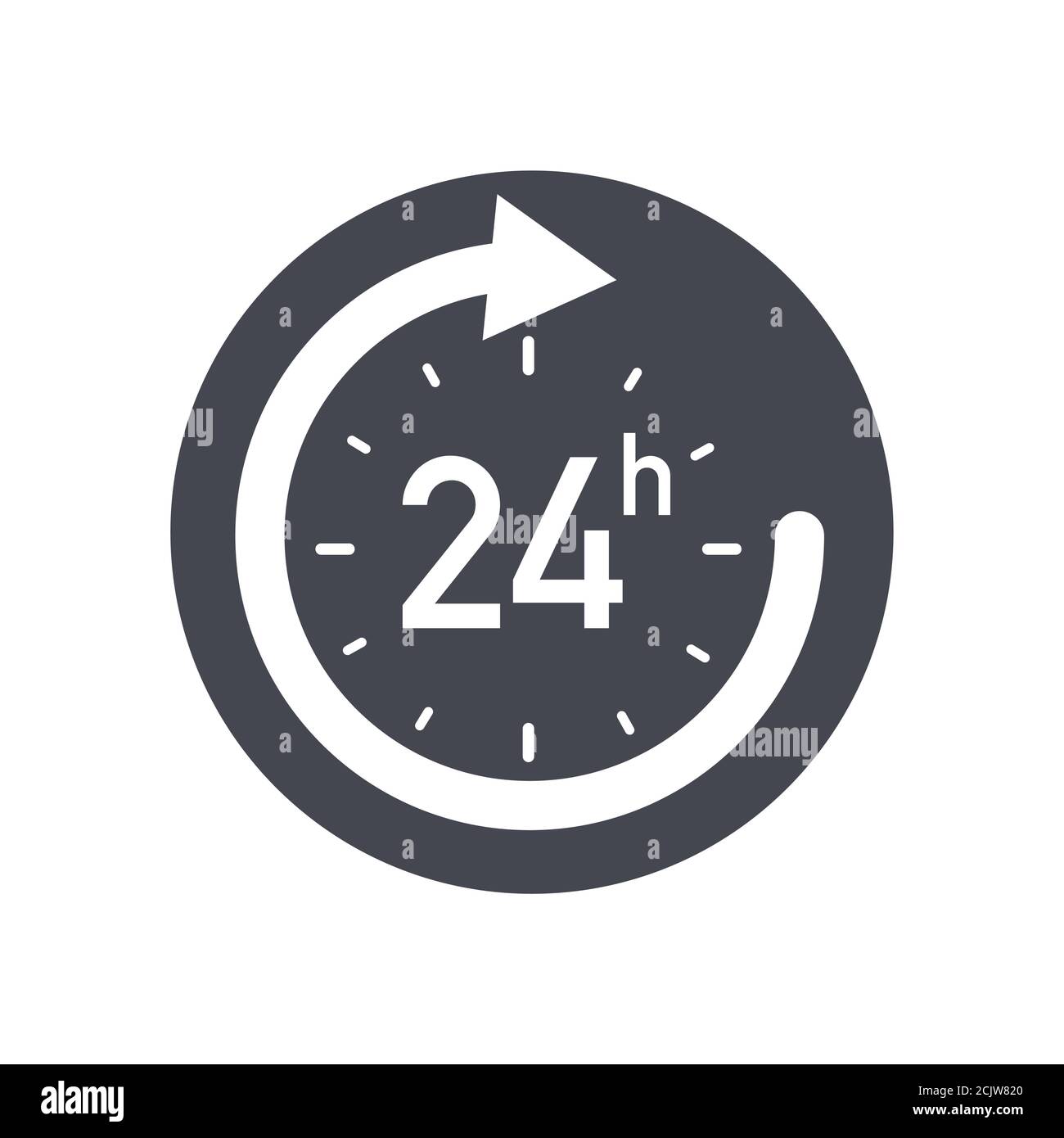 icône 24h. Illustration vectorielle plate en noir sur fond blanc Image ...