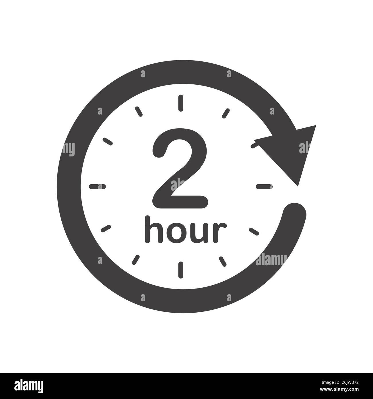Icône ronde de deux heures avec flèche. Symbole vectoriel noir et blanc ...