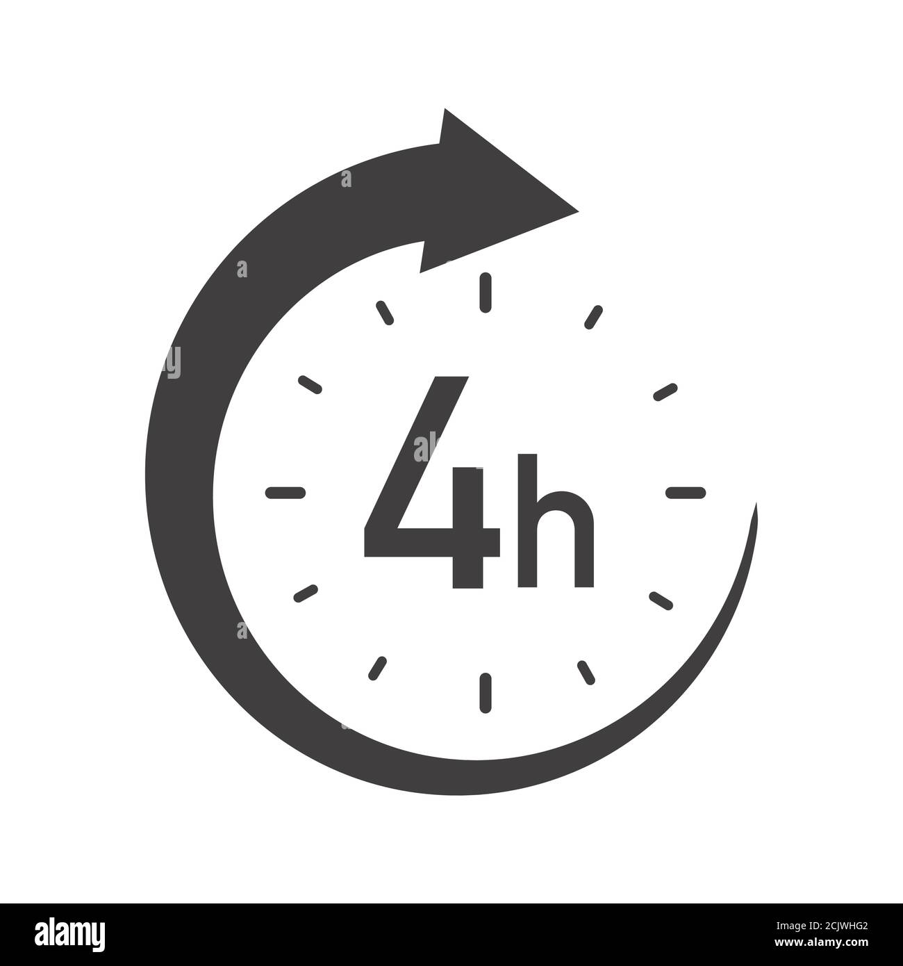 Icône ronde de quatre heures avec flèche. Symbole vectoriel noir et ...