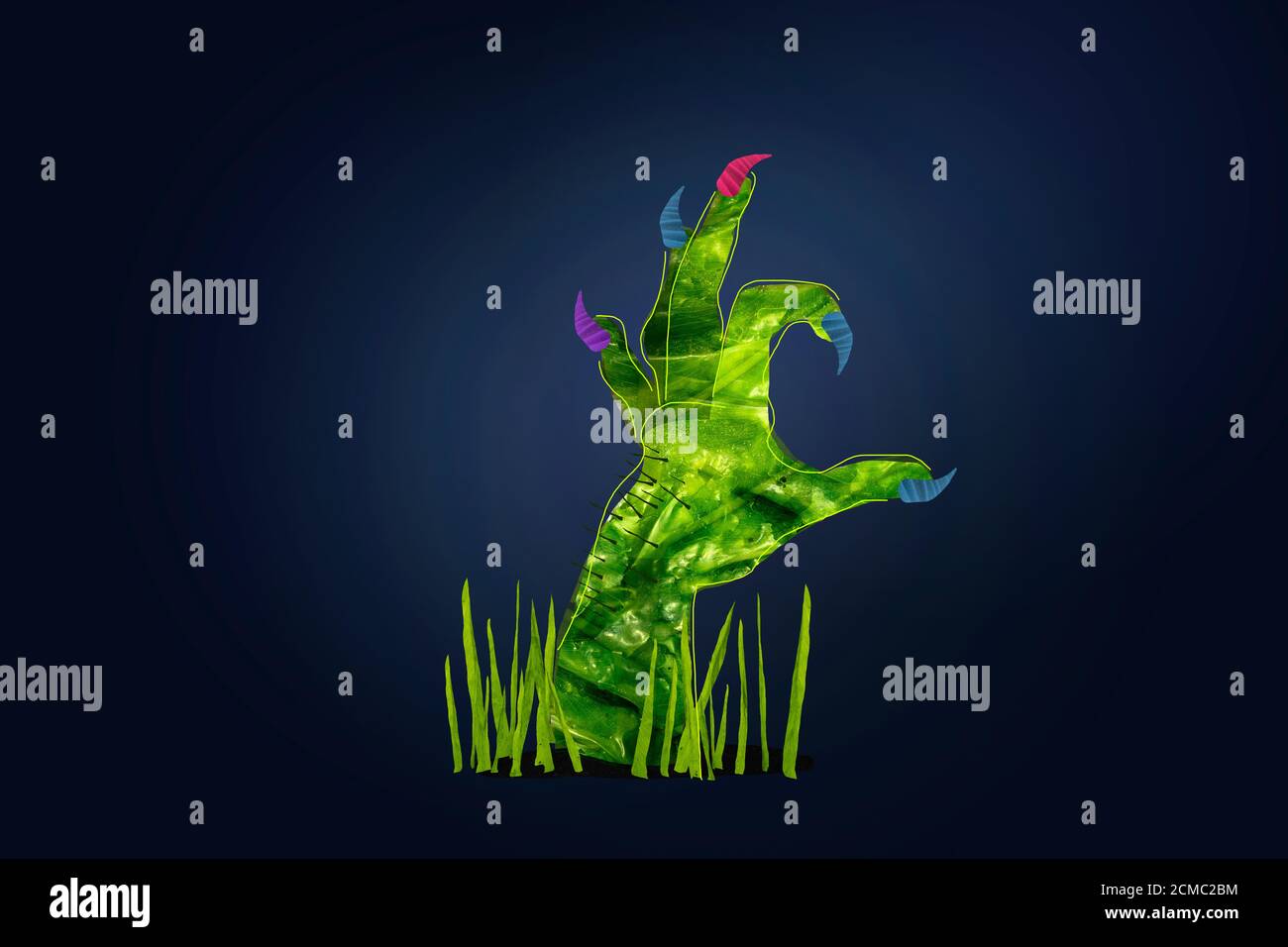 Drôles et verdâtres main de monstre d'Halloween, créé avec la technique ...