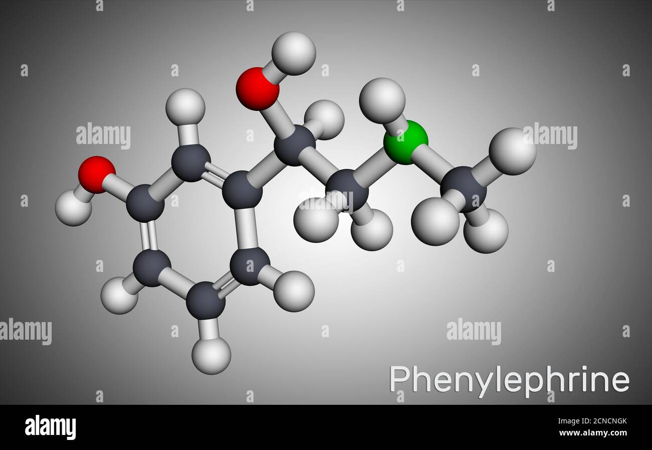 Molécule de phényléphrine. Il est décongestionnant nasal avec une ...