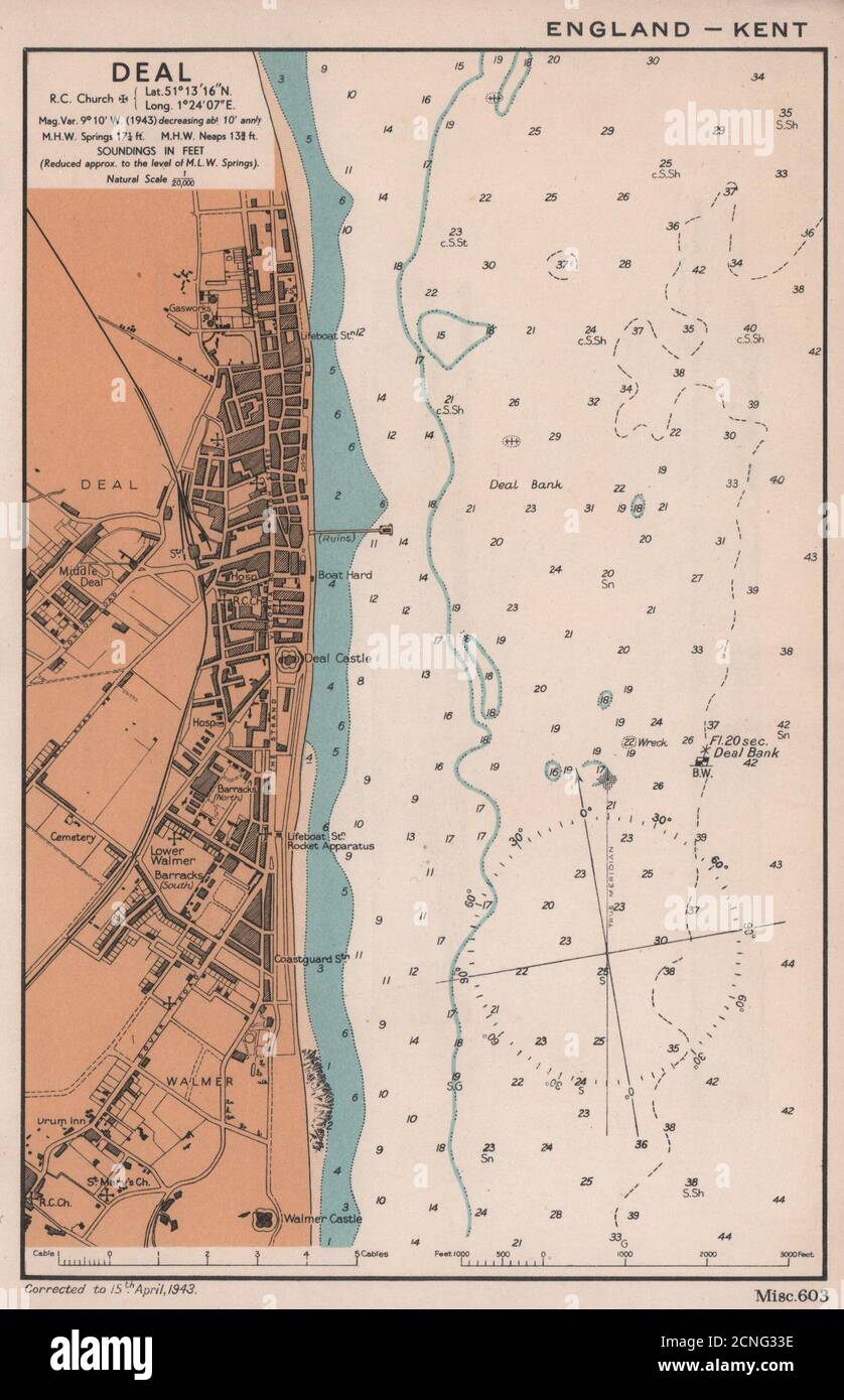 Plan de ville et carte de la côte de mer. Kent. CARTE ancienne de l ...