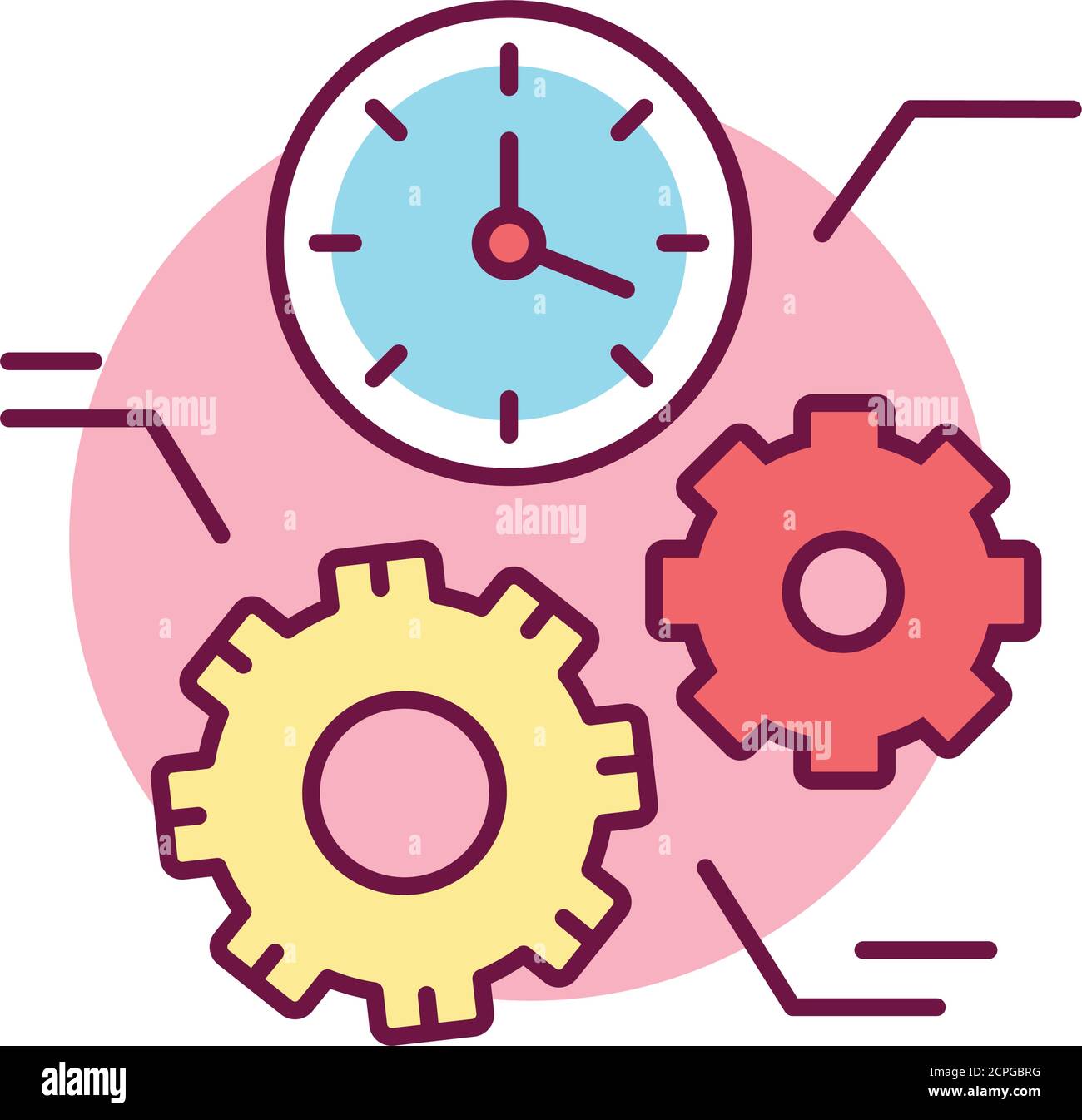 Icône de ligne de couleur de gestion du temps. Processus de ...