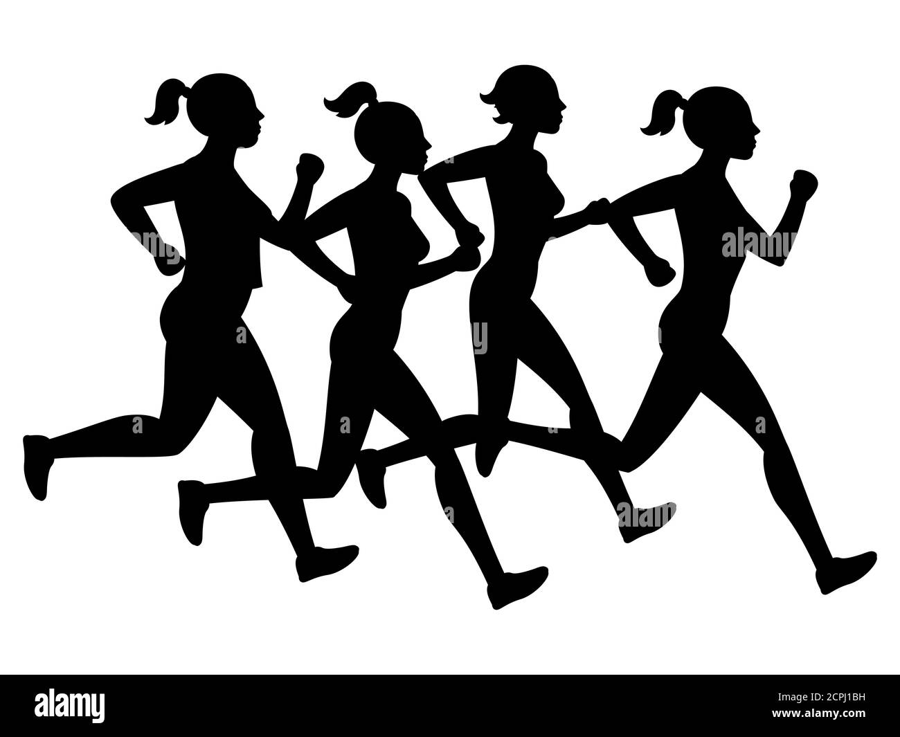 Run White Background People Silhouette Banque d'images vectorielles - Alamy