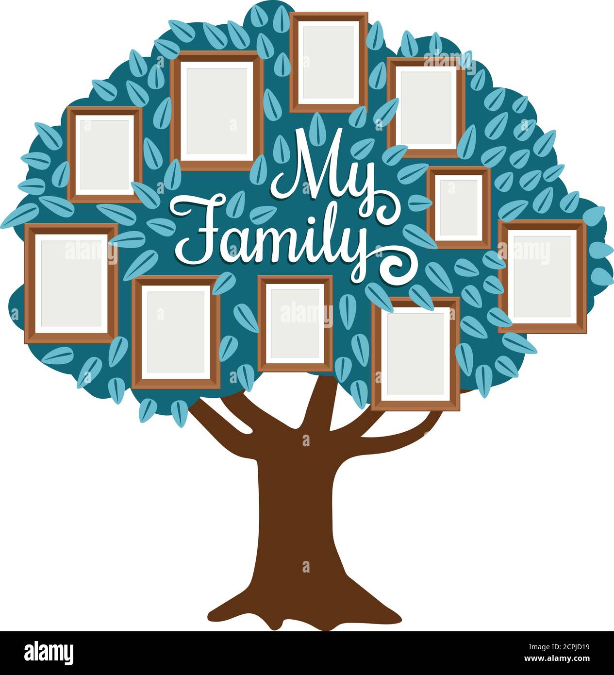 Arbre familial avec cadre photo isolé sur blanc. Communauté de l ...