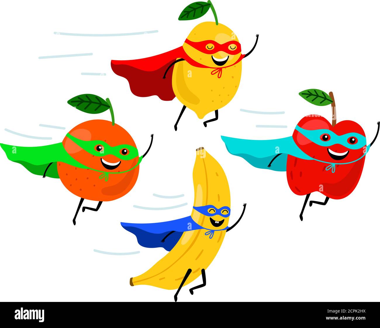 Super fruits. Illustration vectorielle de super héros de fruits ...