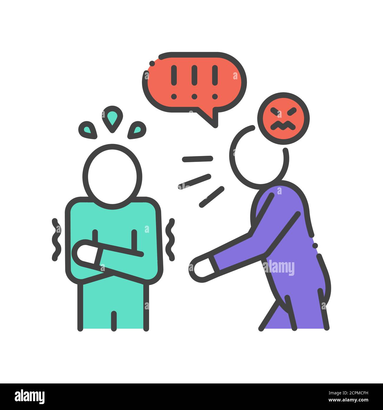 Icône de ligne de couleur d'intimidation. Intimidation verbale ...