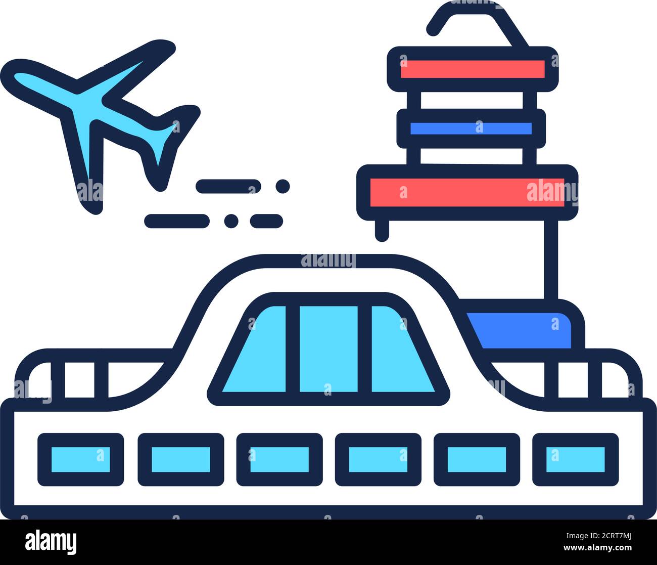 Icône de la ligne de couleur AirPort. Aéroport avec services de douane ...