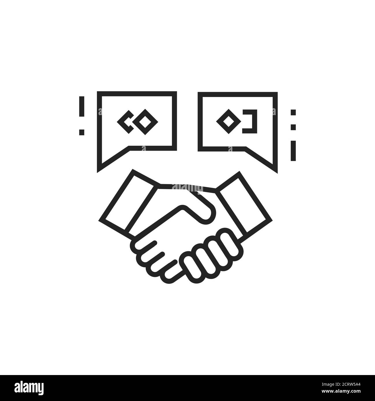 Icône de ligne noire co-branding. Collaboration. Pictogramme pour page ...