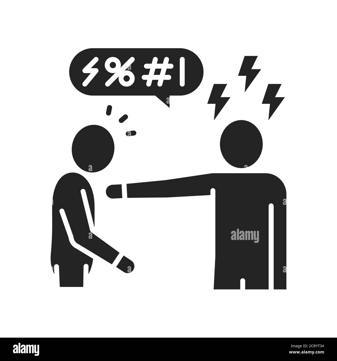 Icône de glyphe noir d'insulte. Intimidation verbale. Harcèlement, abus ... Icône de glyphe noir d'insulte. Intimidation verbale. Harcèlement, abus ...