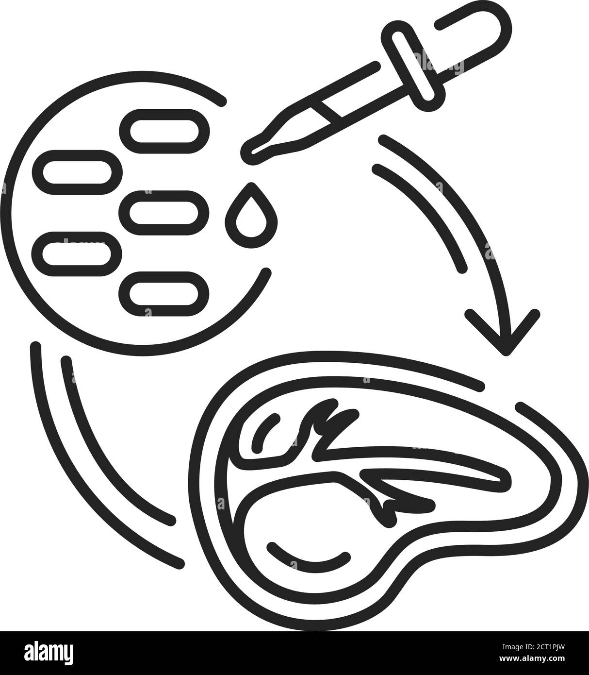 Icône de la ligne noire de la viande de cellules souches. Viande ...