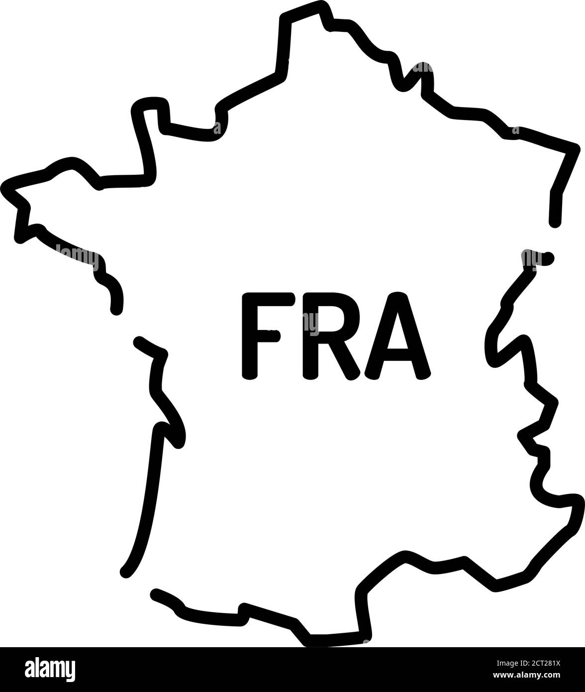 Icône de la ligne noire de la carte de France. Frontière du pays ...