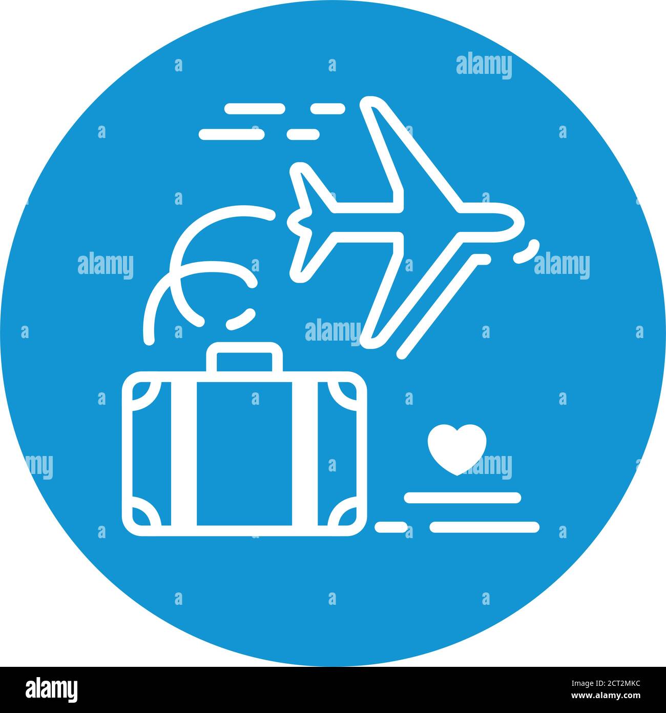 Valise avec icône de ligne d'avion. Concept lune de miel. J'adore ...