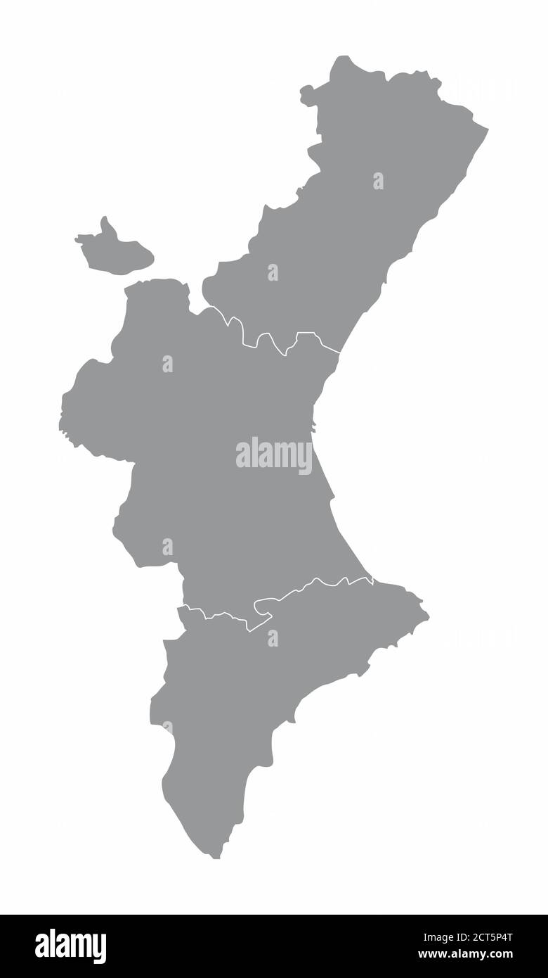 La carte de la région de la Communauté Valencienne est divisée en ... La carte de la région de la Communauté Valencienne est divisée en ...