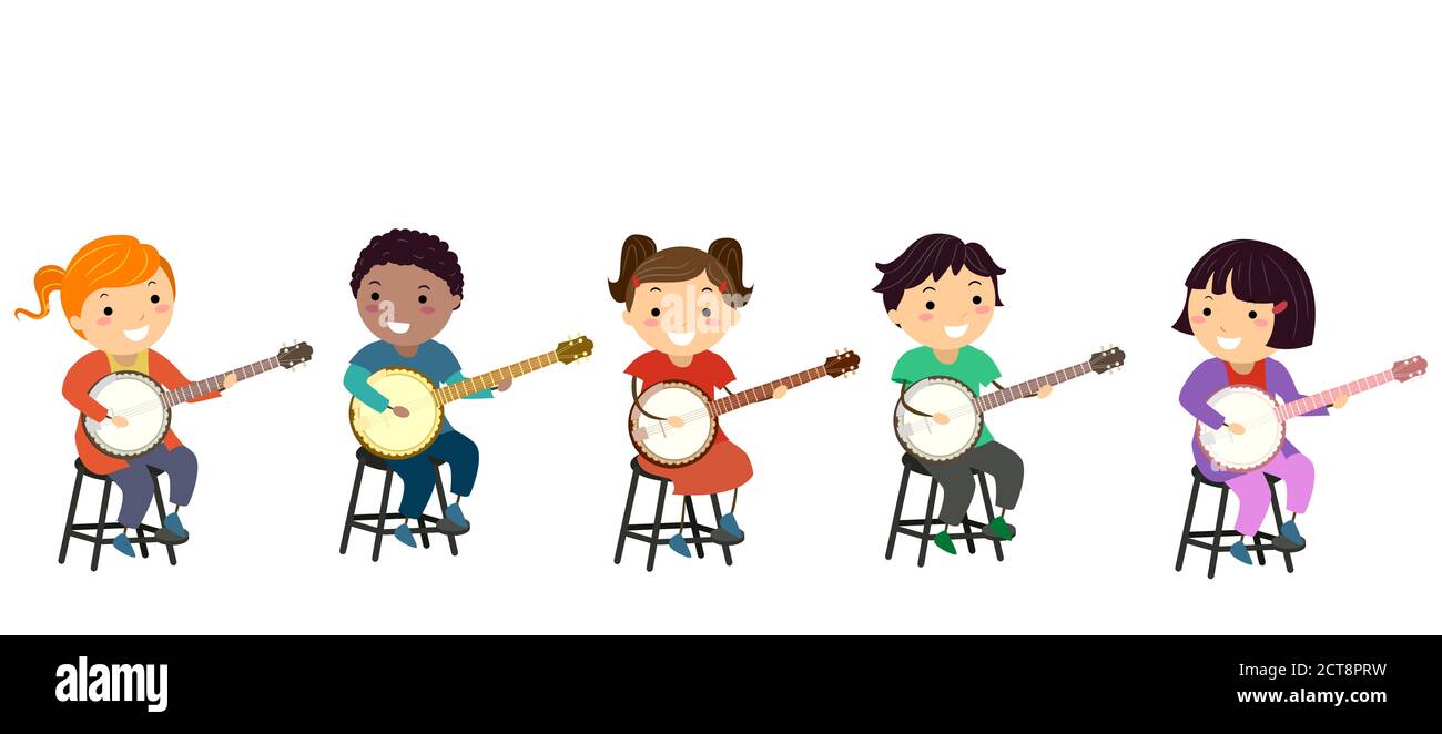 Illustration de Stickman Kids assis en classe, apprendre et jouer à ...