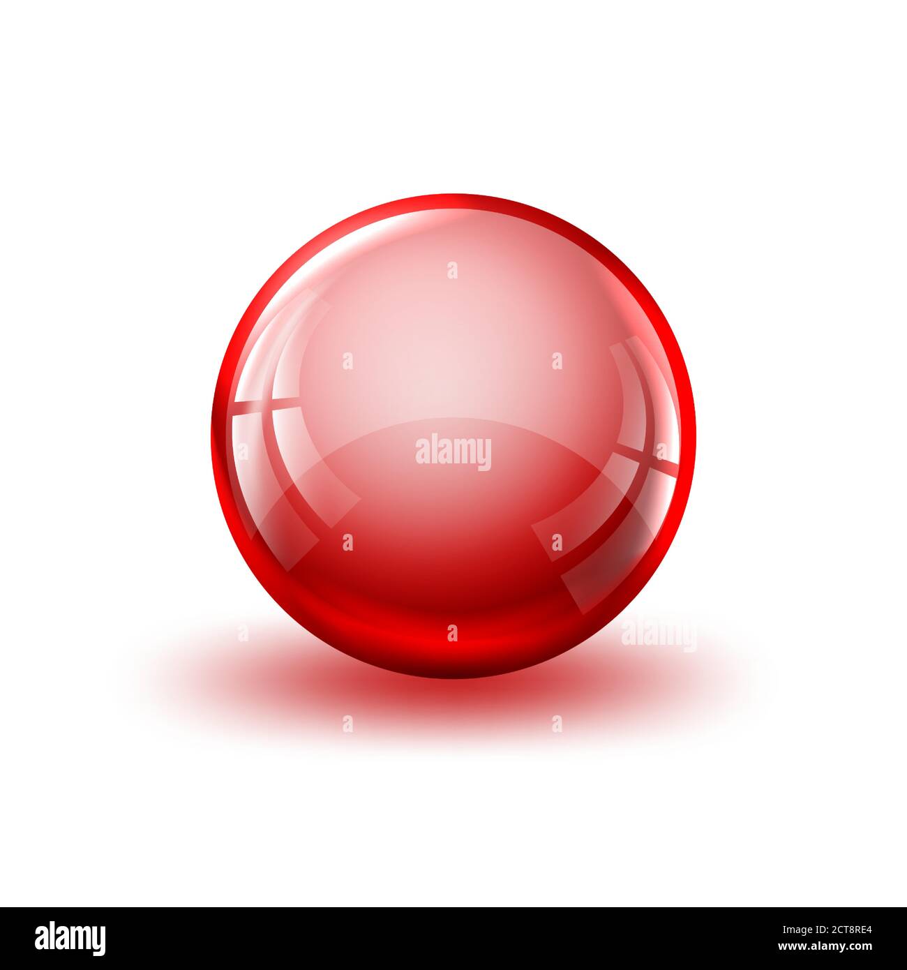 Boule rouge brillante avec ombre. Bille de verre isolée. Illustration ...