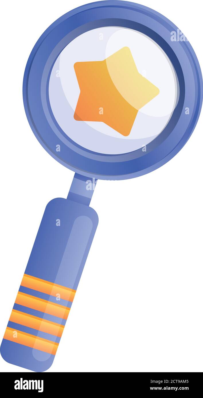Icône de révision du produit de la loupe. Dessin animé de la loupe ...
