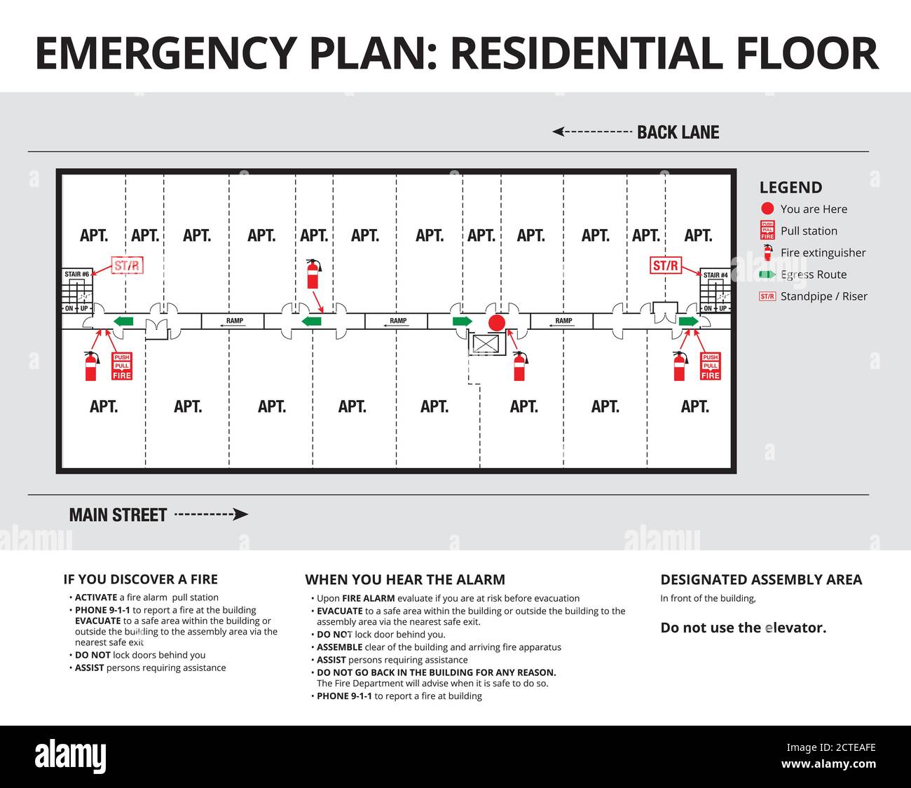 Plan d'urgence ou plan de sortie. Plan de l'étage résidentiel du ...