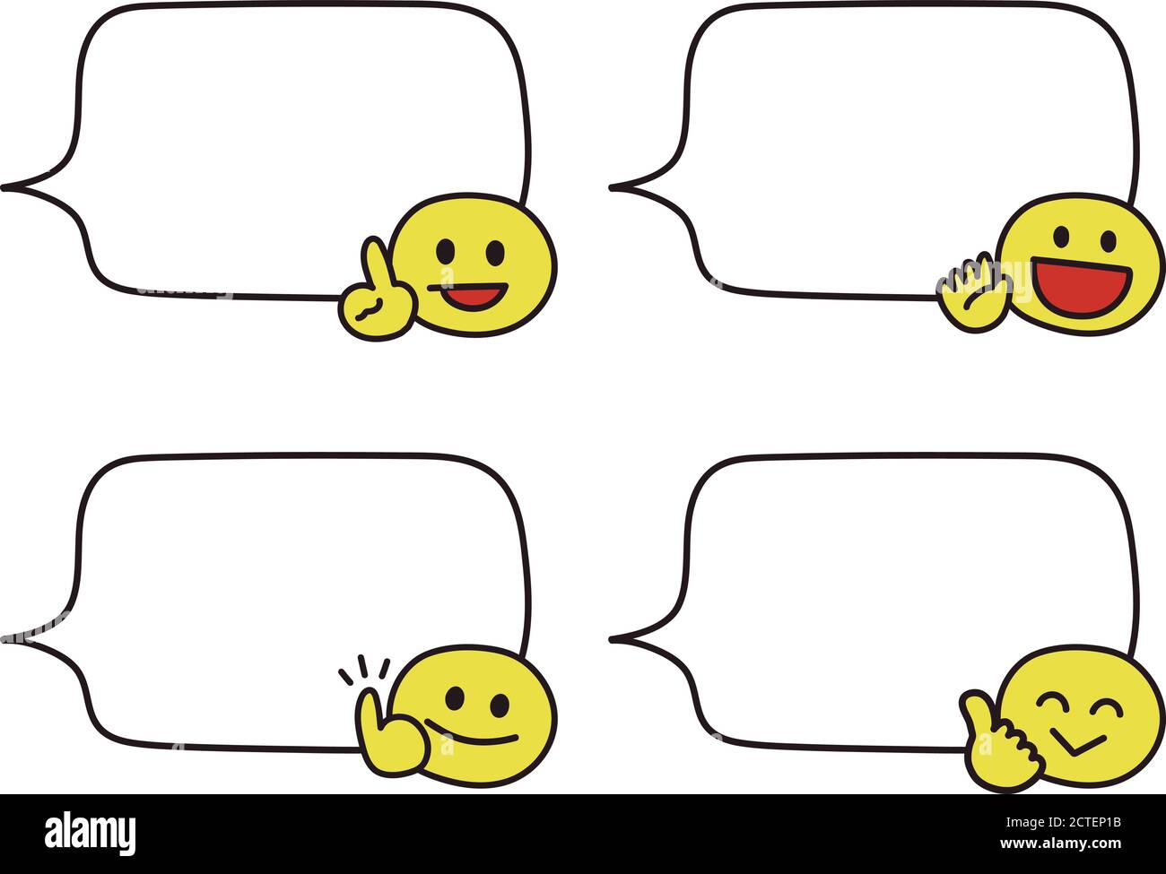 Ensemble de bulles de parole avec émoticône heureux. Illustration ...