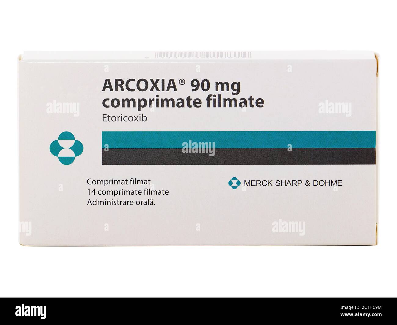 BUCAREST, ROUMANIE - 27 MARS 2016. Arcoxia 90 mg, comprimés pelliculés ...