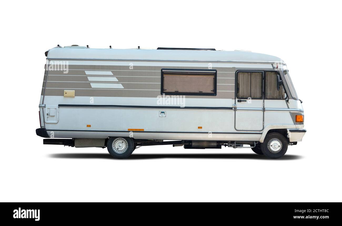 Ancien camping side view isolated on white Photo Stock - Alamy