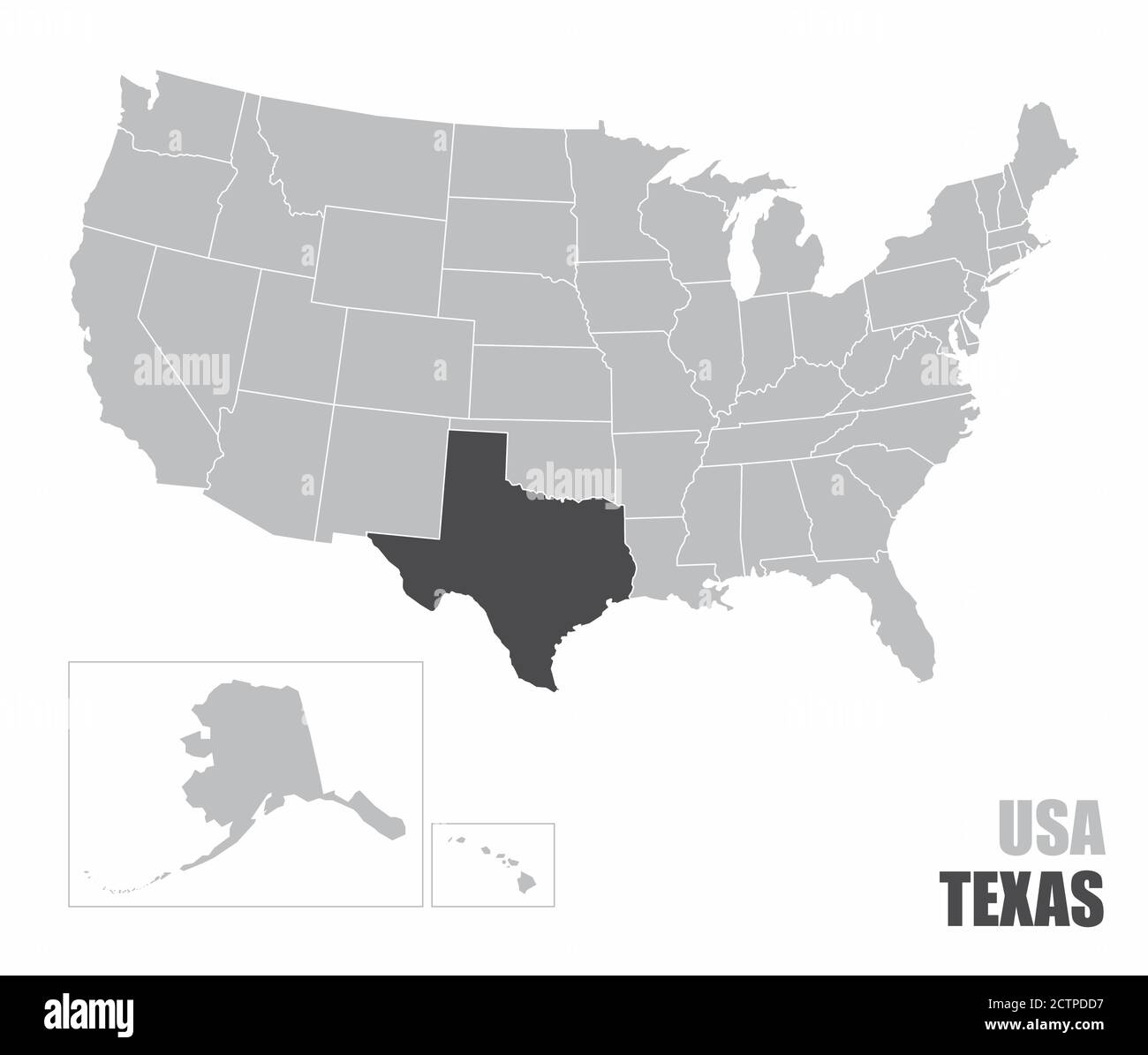 Map united texas highlighted Banque d'images vectorielles - Alamy