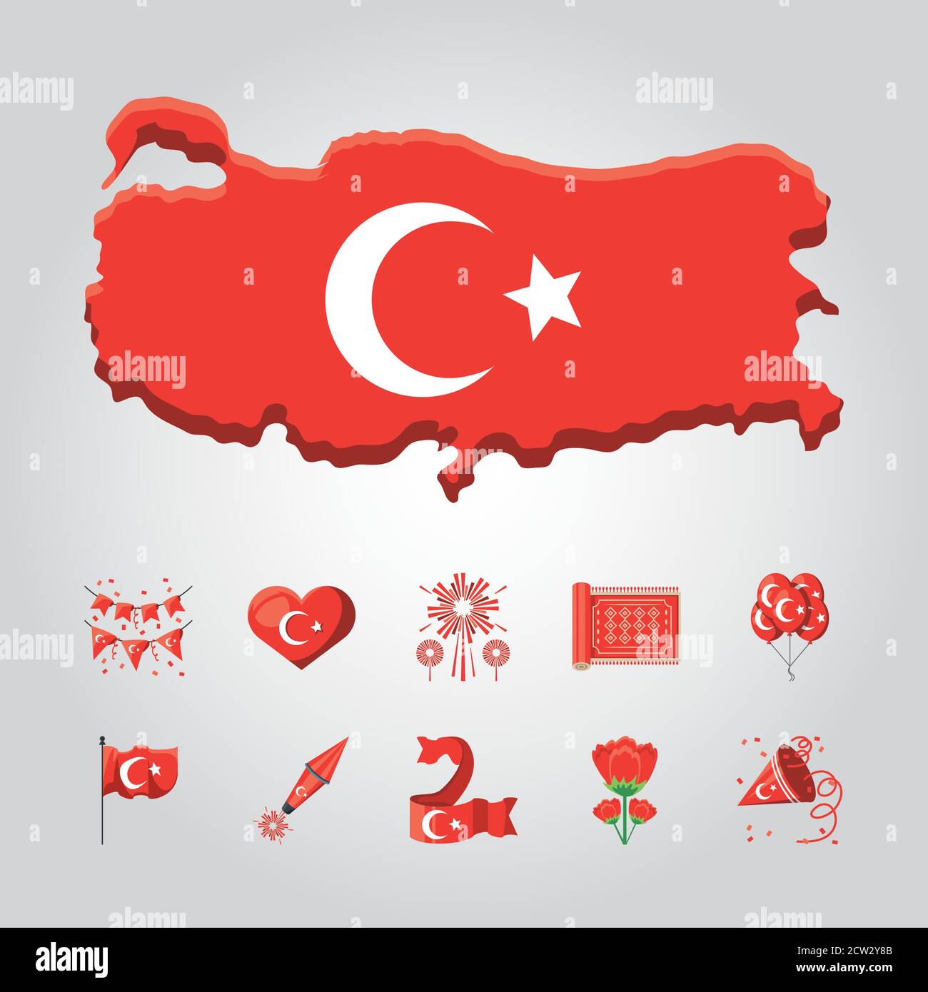 Ensemble de symboles de style turc détaillé, voyage culturel turc et ...