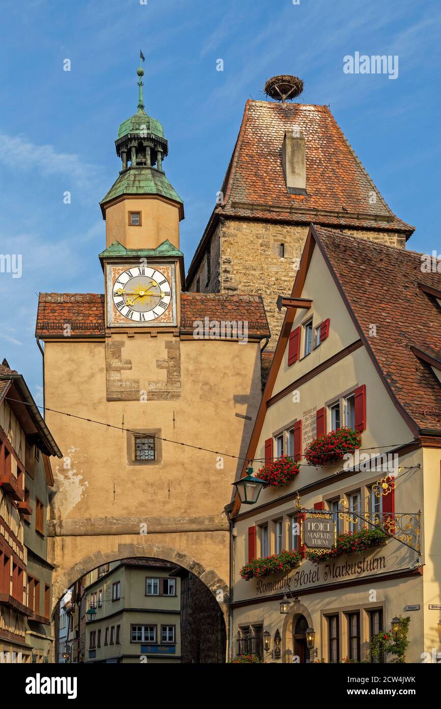Röder Gate et Markus Tower, Rödergasse, vieille ville, Rothenburg ob ...