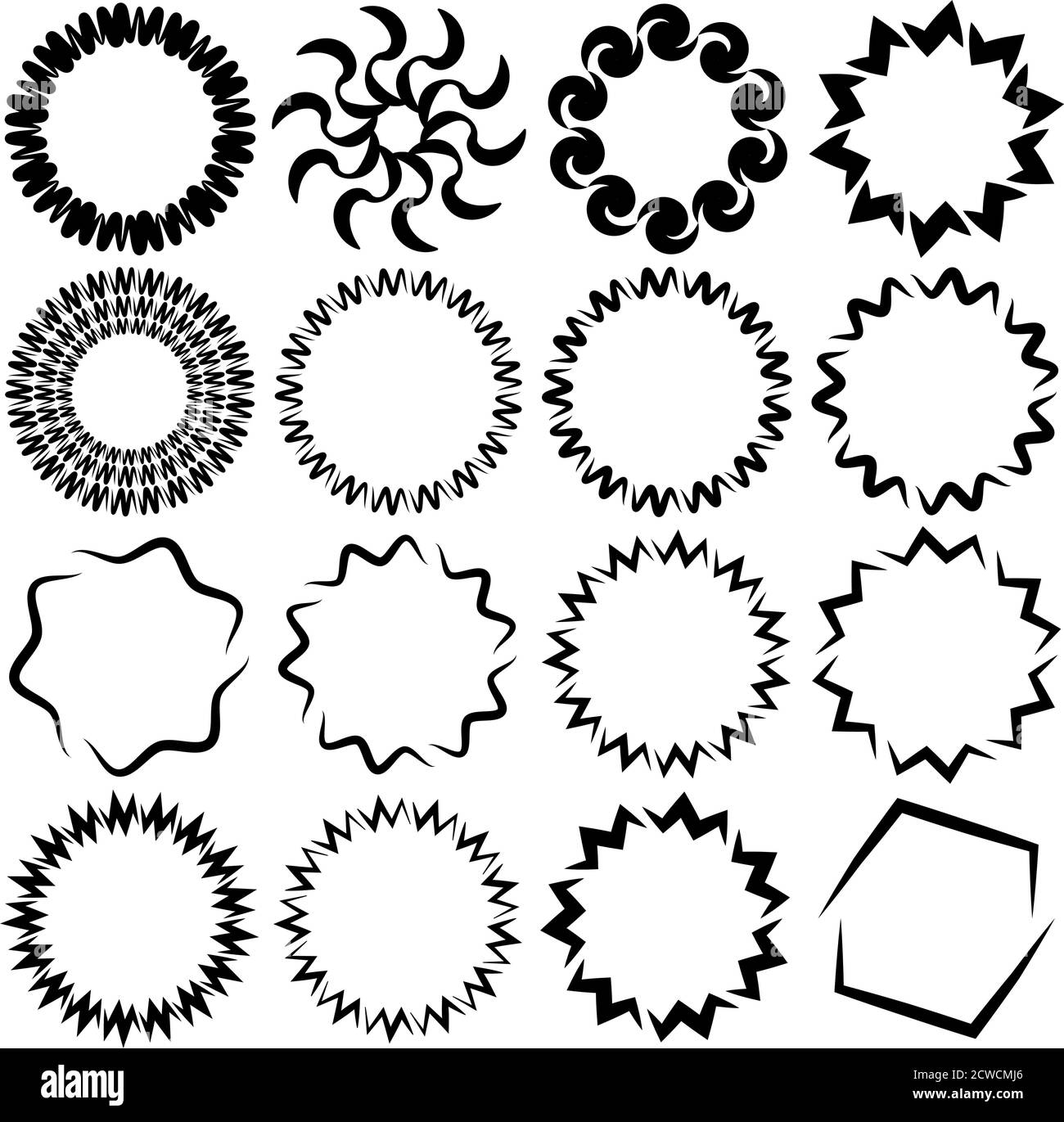 abstrait noir et blanc circulaire, concentrique et radial contour ...