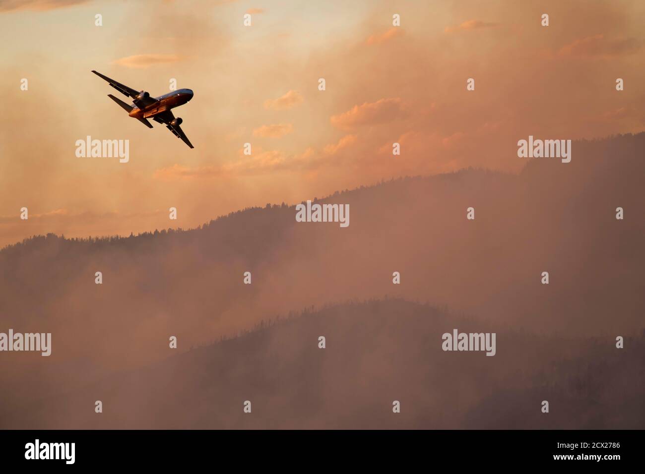 Avion survolant la forêt Banque de photographies et d’images à haute ...