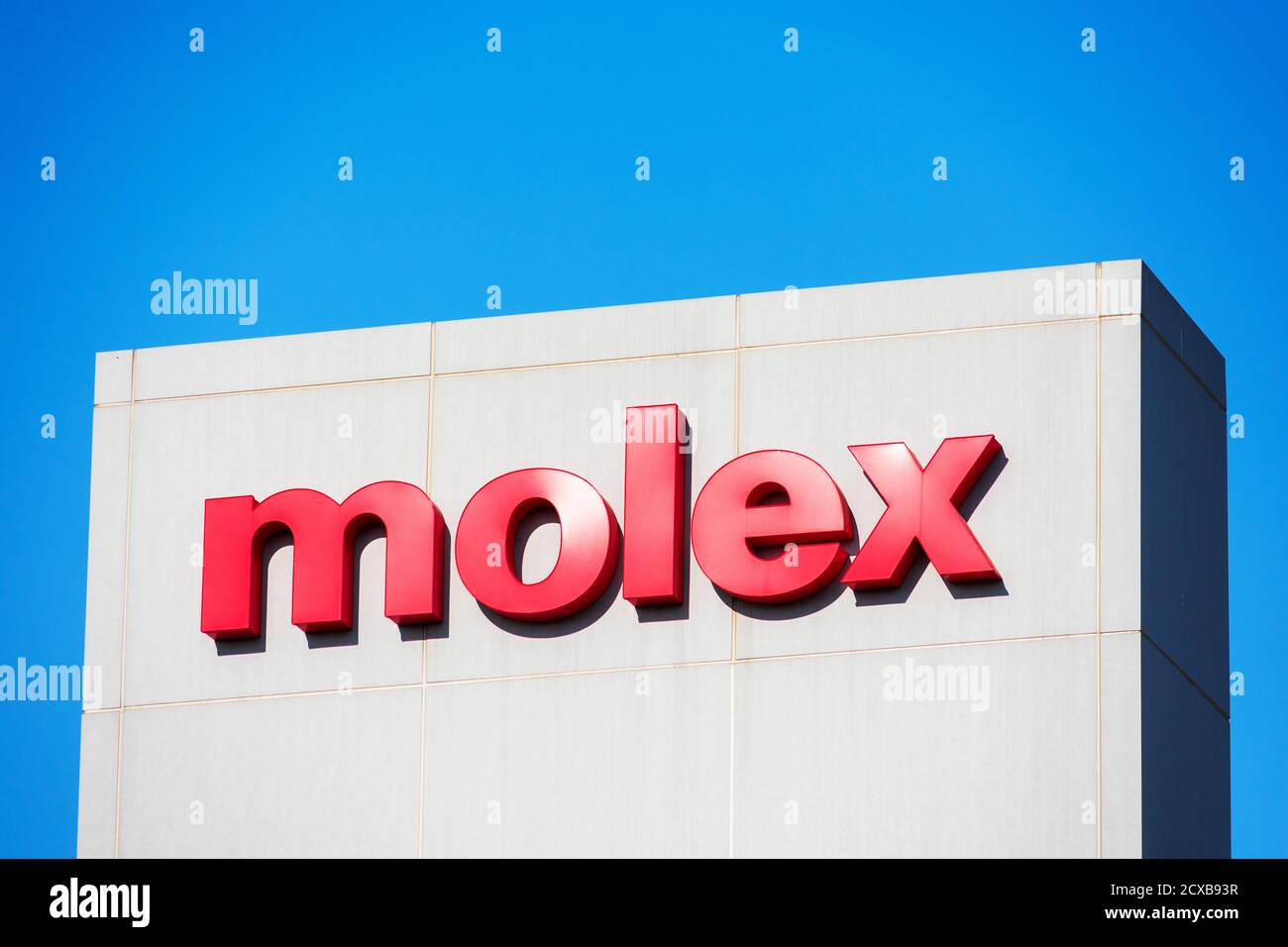 Logo et signe Molex au siège social de Silicon Valley du fabricant de ...