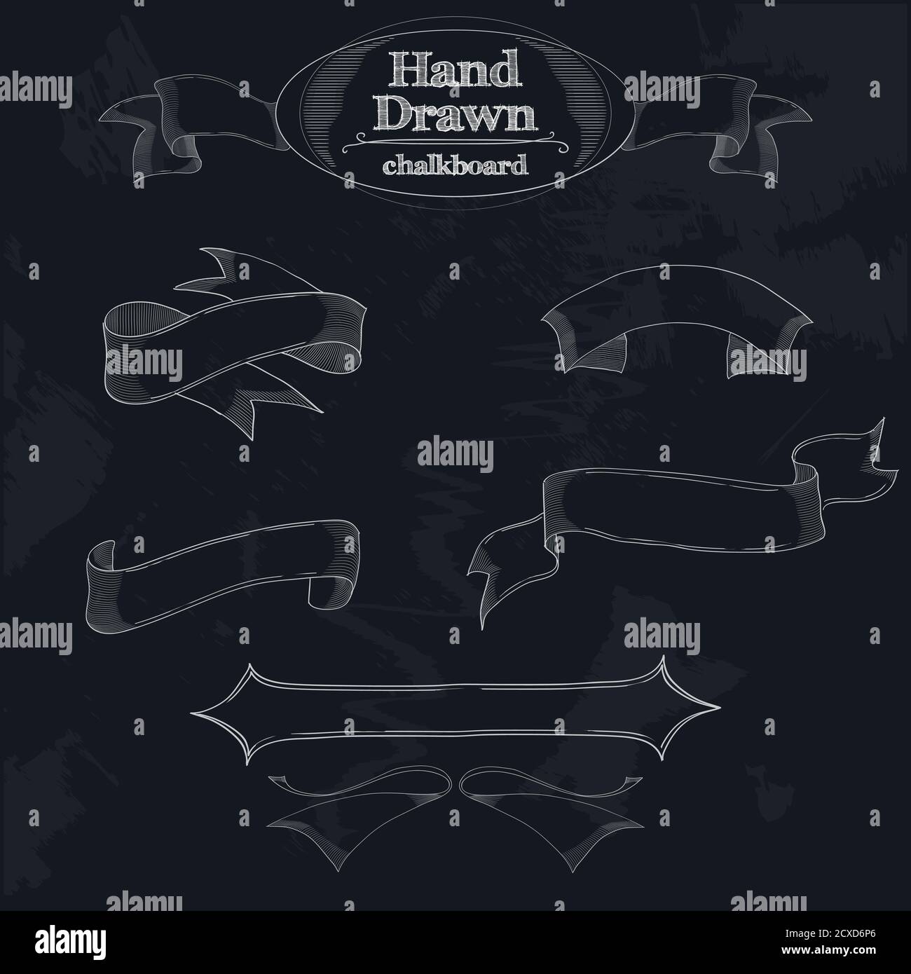 Ribbon banner vector chalk drawing Banque d'images vectorielles - Alamy
