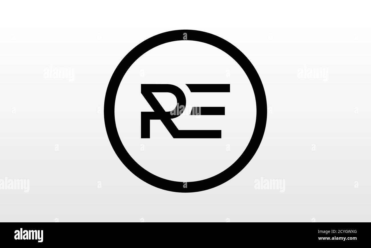 Logo de lettre RE initial avec modèle de vecteur de typographie ...